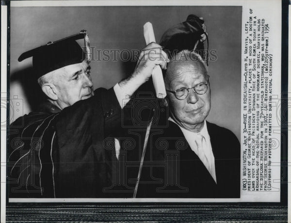1954 Press Photo Cloyd H. Marvin President of George Washington Univer ...