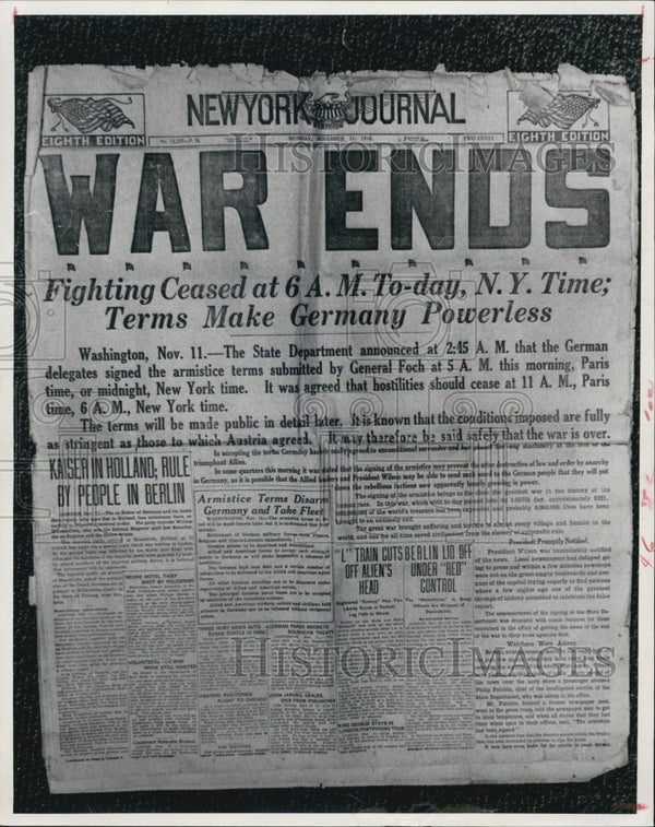 1969 New York Journal Headline Announces World War I Has Ended ...