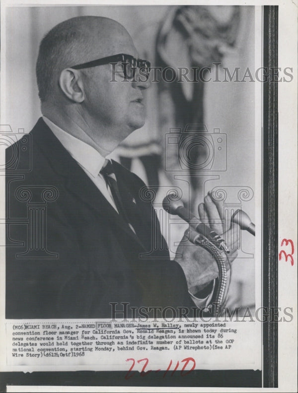 1968 James Halley Convention Floor Manager for Gov Ronald Reagan ...