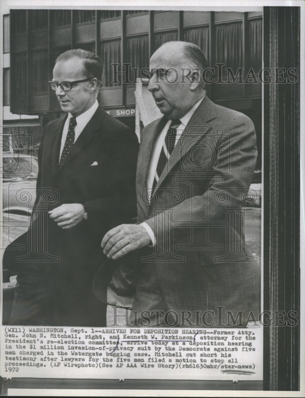 1972 Press Photo Former Atty General John Mitchell & Kenneth Parkinson ...