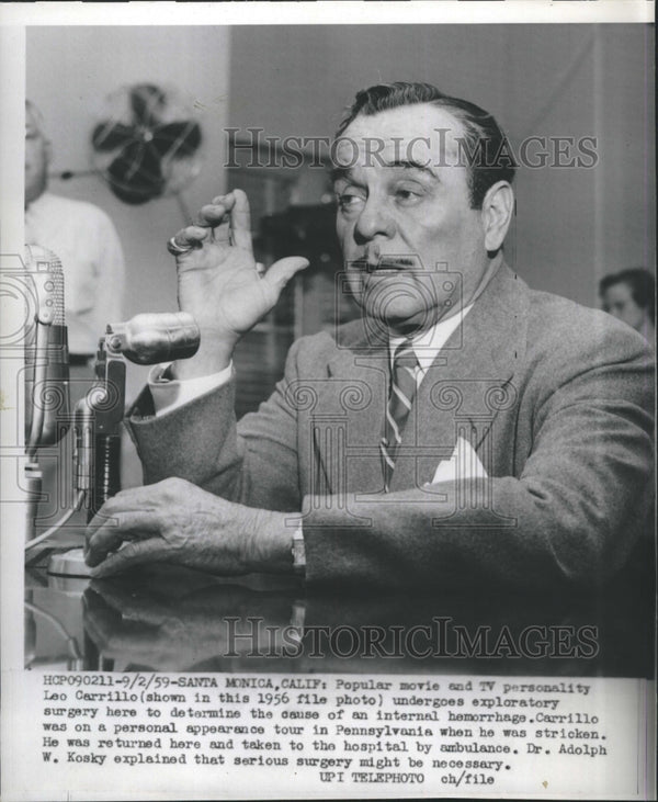 1959 Press Photo Movie & TV Personality Leo Carrillo - Historic Images
