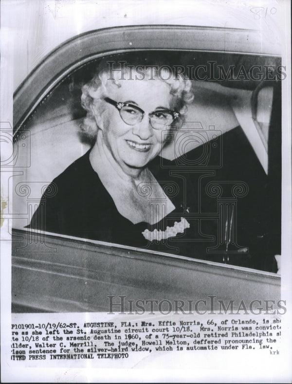 1962 Press Photo Effie Norris convicted of arsenic death of Walter Mer ...