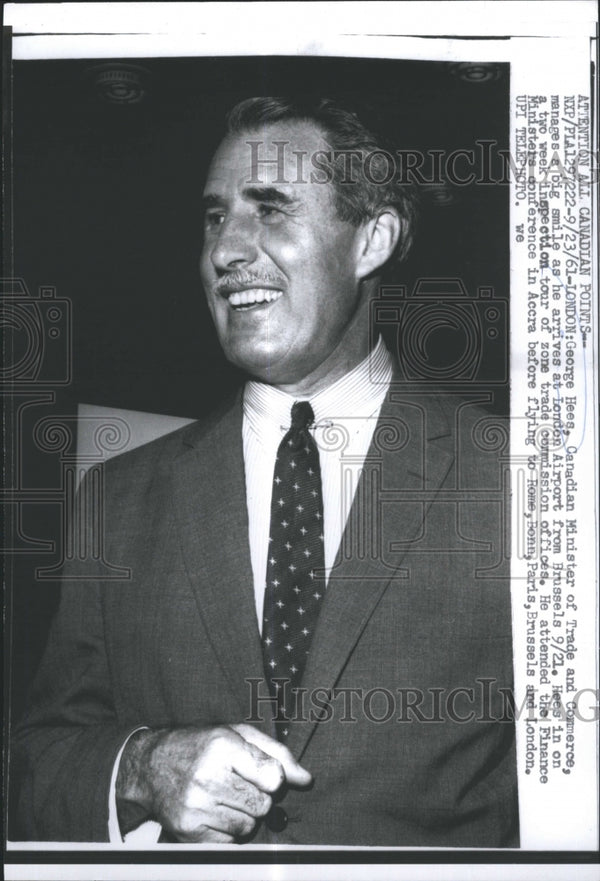 1961 Press Photo George Hees, Canada's Minister of Trade and Commerce ...