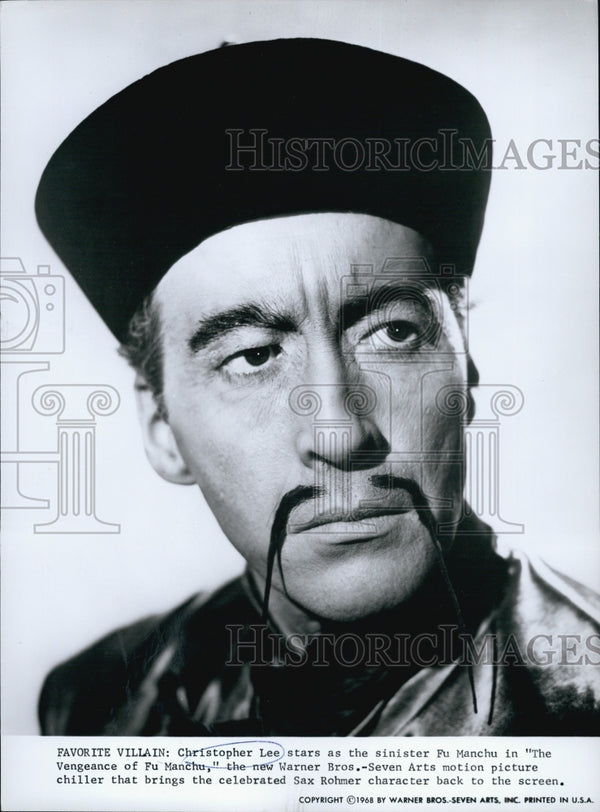 1968 Press Photo Actor Christopher Lee "The Vengeance of Fu Manch ...