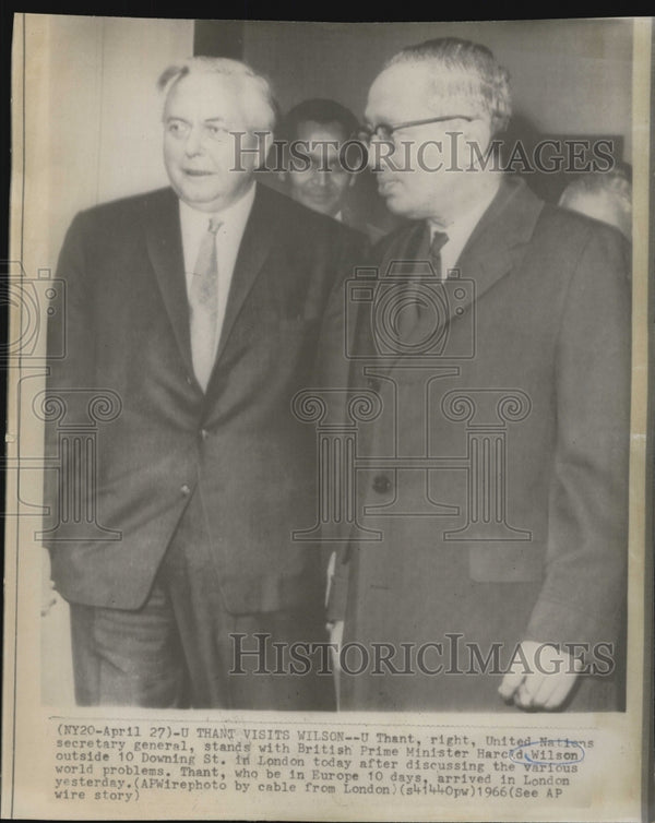1966 Press Photo Britain's Prime Minister Harold Wilson & U Thant UN S ...