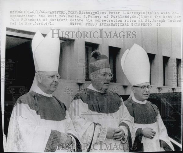 1966 Press Photo Bishop Elect Peter Gerety,Daniel Fenney & Rev.John Ha ...