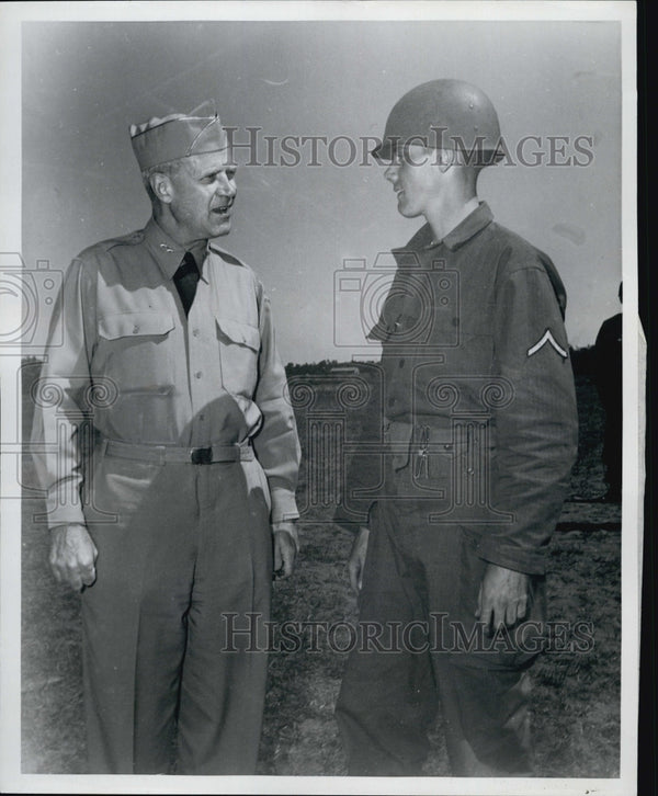 1954 Maj. Gen. Bryan Milburn interviewing Pvt. Joseph Fitzpatrick ...