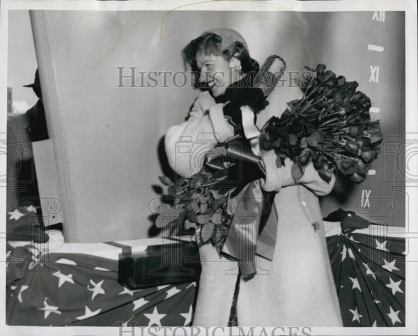 1956 Mrs. John M. Lee Sponsors Breaking Bottle - Historic Images