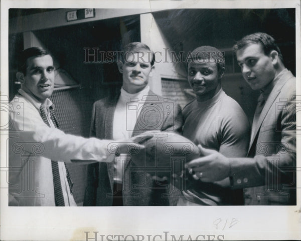 Charles Greer Holds Football With Other Denver Broncos Players 1968 ...