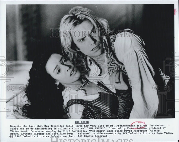 Sting Jennifer Beals Actor Singer THE BRIDE 1985 Vintage Press Photo ...