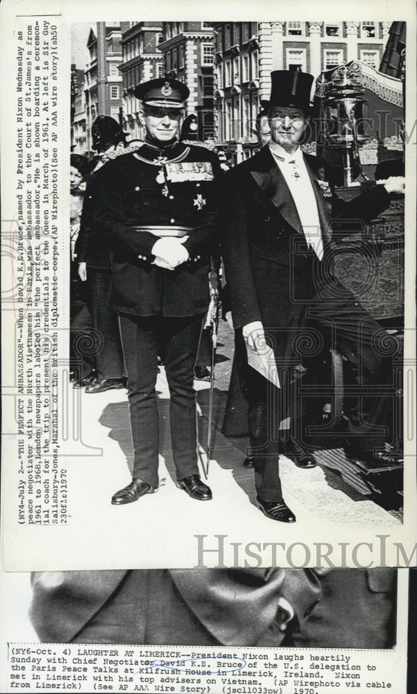 President Nixon & David KE Bruce 1970 Vintage Press Photo Print ...