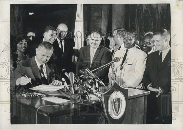 Gov. John A. Volpe signs bill to outlaw school racial imbalance 1965 ...
