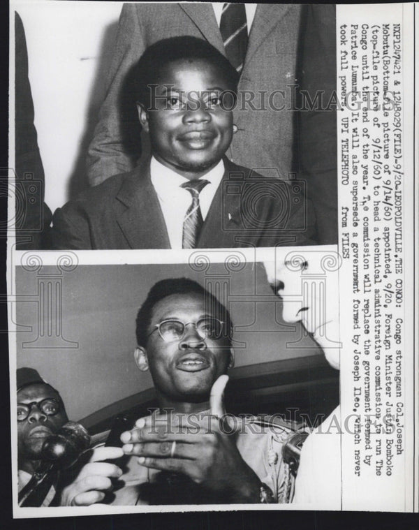 Congo Strongman Col. Joseph Mobutu Foreign Minister J. Bomboko 1960 ...