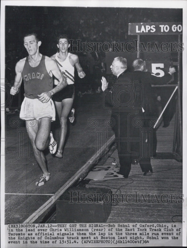 Bob Schul & Chris Williamson in 3 mile run 1964 Vintage Press Photo ...