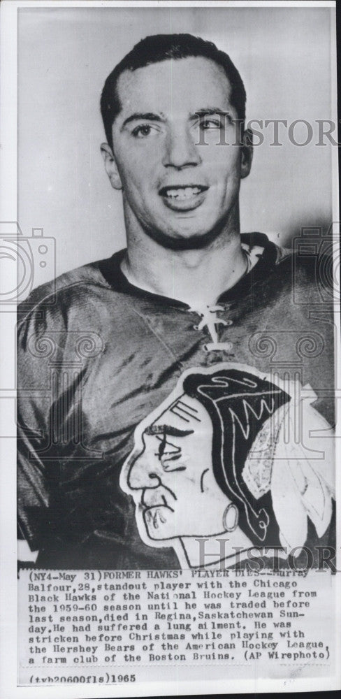 Chicago Black Hawk Murray Balfour 1965 Vintage Press Photo Print ...