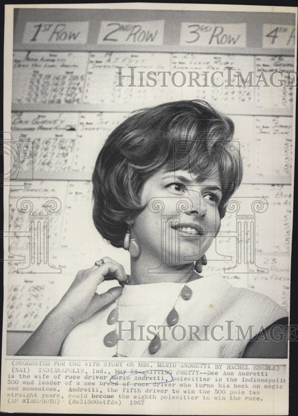 Dee Ann Andretti wife of race driver Mario Andretti 1967 Vintage Press ...