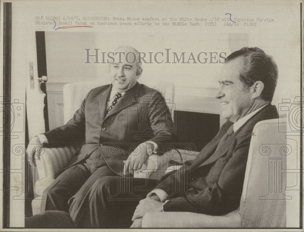 Pres. Nixon & Egyptian Ismail Fahmi 1974 Vintage Press Photo Print ...
