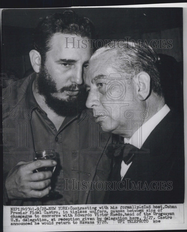 Cuban Premier Fidel Castro Edwardo Victor Haedo 1960 Vintage Press ...