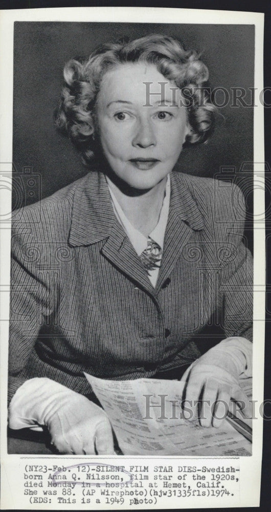 Silen film star Anna Q Nilsson dies at age 88 1949 Vintage Press Photo ...