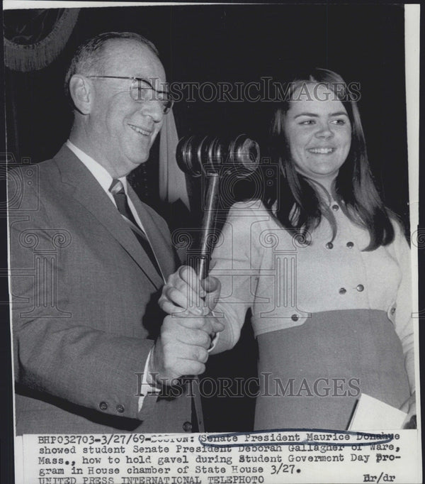 Senate President Maurice Donahue with Deborah Gallagher 1969 Vintage ...