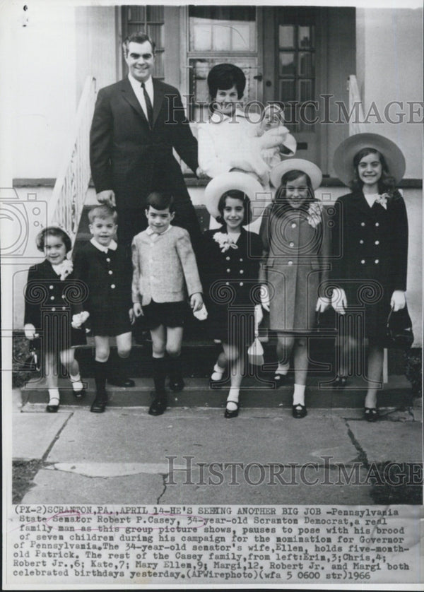 Robert Casey Pennsylvania Governor Candidate With Family 1966 Vintage ...