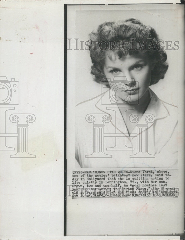 Actress Diane Varsi Star Of Movie "Peyton Place" Her Film Debut 1963 ...