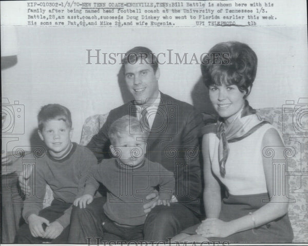 Tenn. coach Bill Battle and his family 1970 Vintage Press Photo Print ...