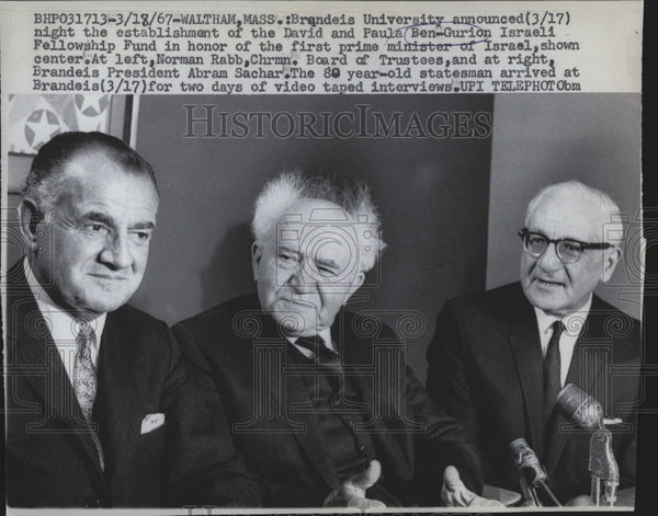Israel's David Ben Gurion Norman Rabb & A Sachar Brandeis U 1967 ...