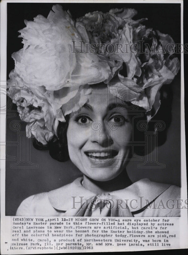 Flower Filled Easter Bonnet Displayed by Actor Carol Lawrence 1963 ...