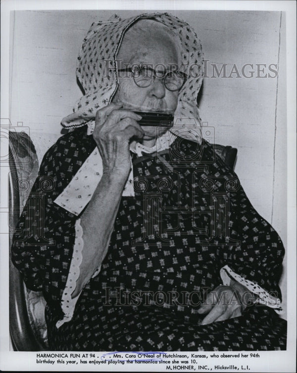 94 yr. old harmonica player Cora O'Neal of Kansas Vintage Photo Print ...