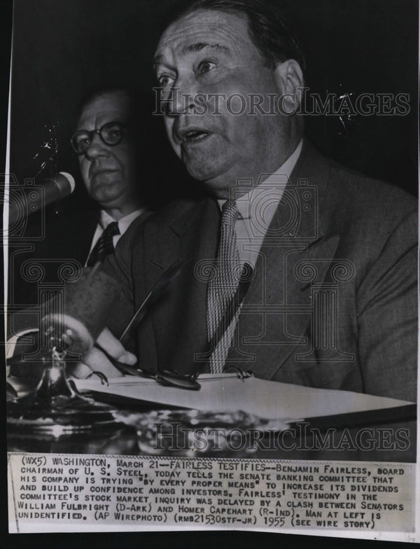 President of US Steel Corp Benjamin Fairless Testifying 1955 Vintage ...