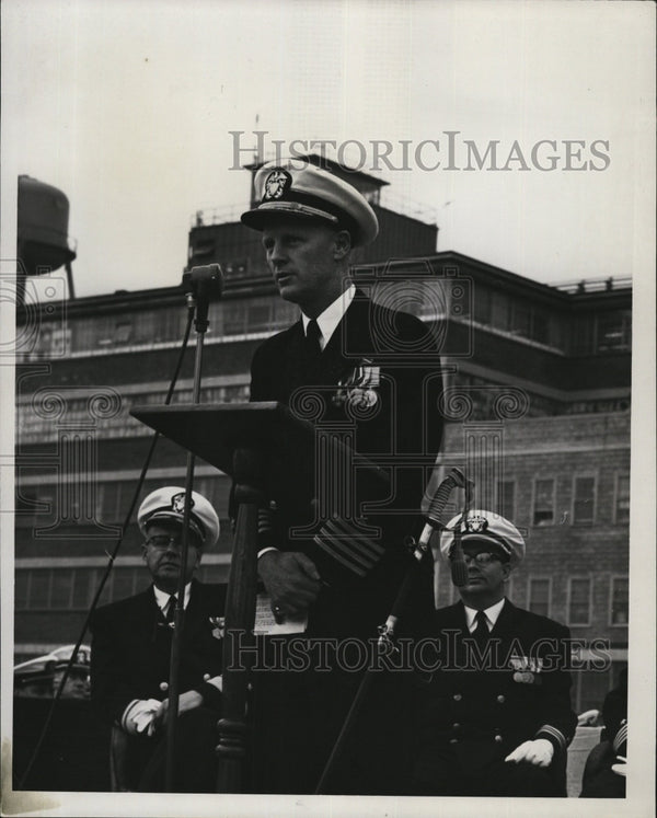 Captain Harry Hull Gives Farewell Address Aboard Macon 1958 Vintage ...