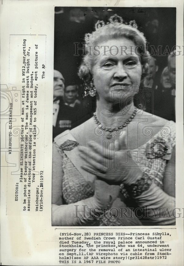 Princess Sibylla of Sweden dies at age 64 1972 Vintage Press Photo ...