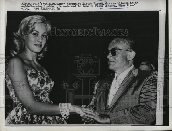 1958 Victor Riesel Paoloa Cantoni Miss Rome - Historic Images