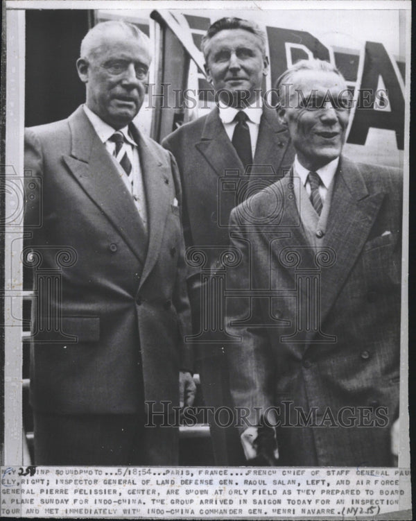 1954 Press Photo French Chief Of Staff General Paul Ely & Raoul Salan ...