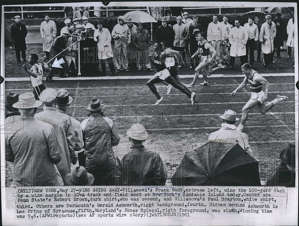 1961 Press Photo Frank Budd win 100 yard at New York's Randalls Island ...
