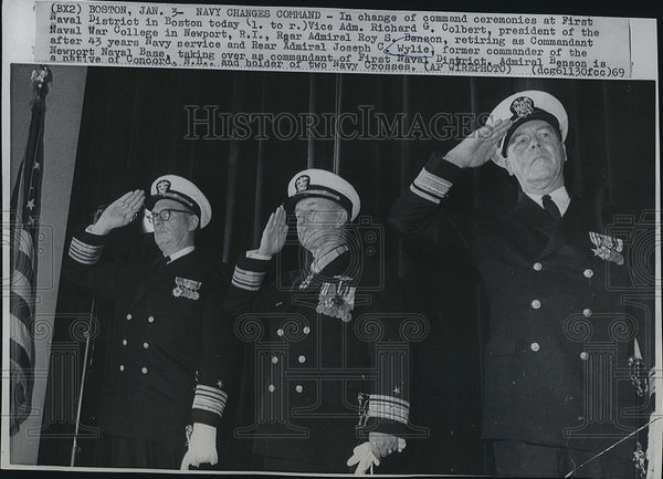 1969 Press Photo Vice Adm. Richard Colbert, Rear Adm. Roy Benson ...