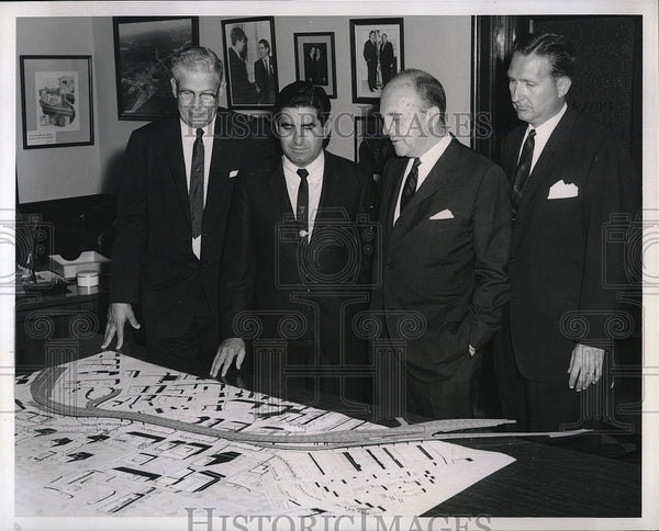 1963 Press Photo Charles Avila and others discuss Boston Waterfront pr ...