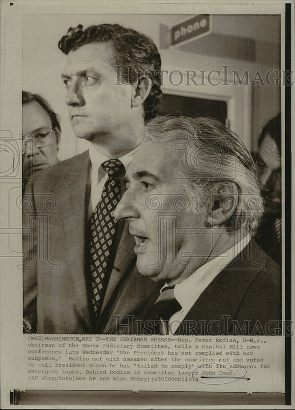 1974 Press Photo Rep Peter Rodino & John Doar, House Judiciary Comm ...