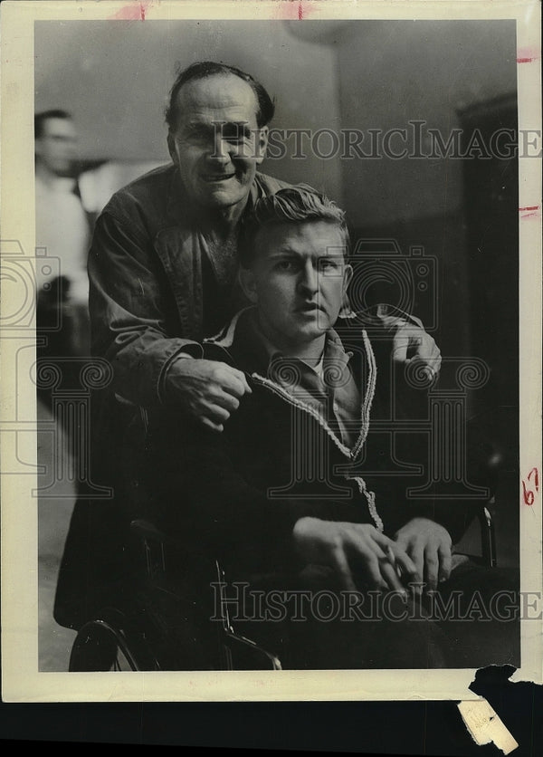 1964 Press Photo Karl Wallenda Comforts Son Mario Crippled Accident ...