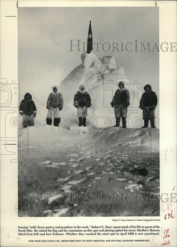 1988 Press Photo Explorer Robert E. Perry in 1909 race to North Pole ...
