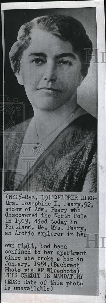 1955 Press Photo Mrs Perry wife of explorer Adm. Robert Perry dies age ...