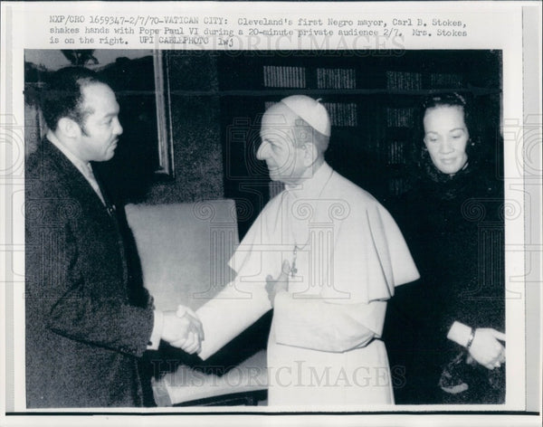 1970 Cleveland Mayor Carl Stokes & Pope Paul VI Photo - Historic Images