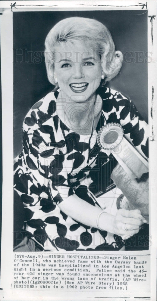 1965 Singer Helen O'Connell Press Photo - Historic Images