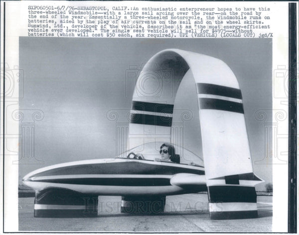 1976 Windmobile & Inventor James Amick Press Photo - Historic Images