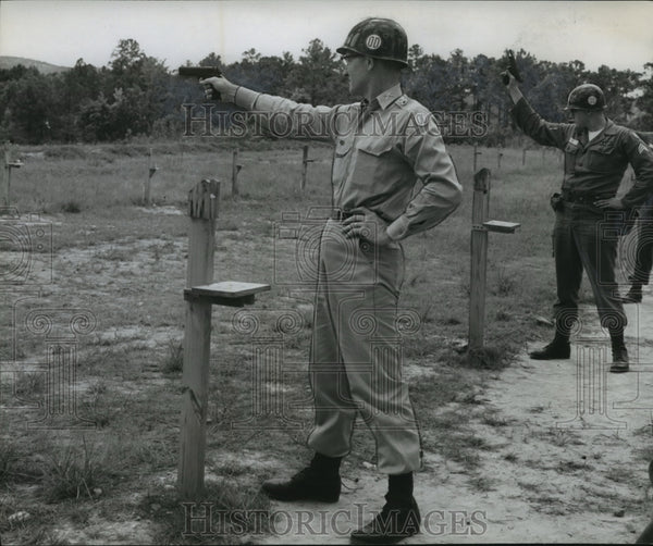 1959, Maj. James Ward and Pfc. Maurice Bell at target practice ...