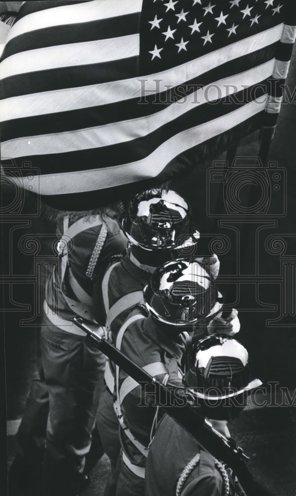 1982, Aerial View of Veterans Day Color Guard - abna17369 - Historic Images