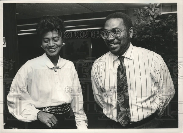 1992, Minnie Finley and Husband Richard Finley talk with supporters ...