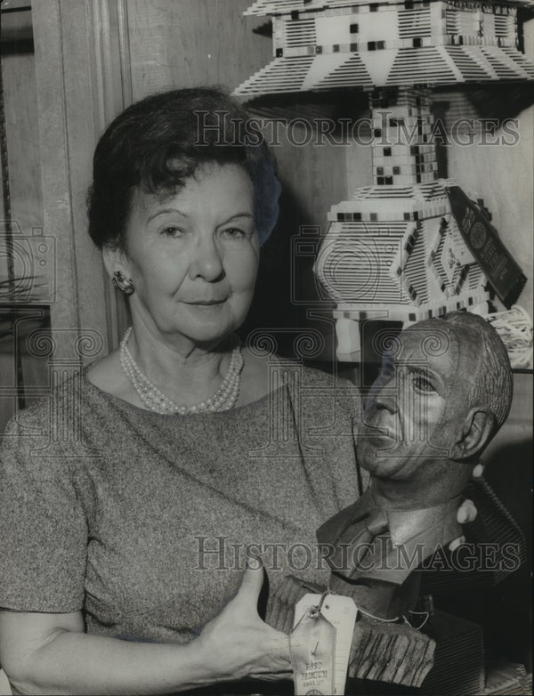 1965, Mrs. Fred Robson, Sculptress, Shows Winning Wood Carving ...