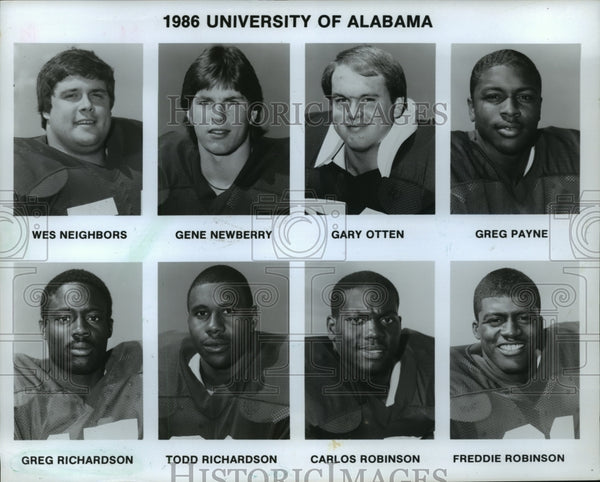 1986 Press Photo Eight University Of Alabama Football Players Shown To ...